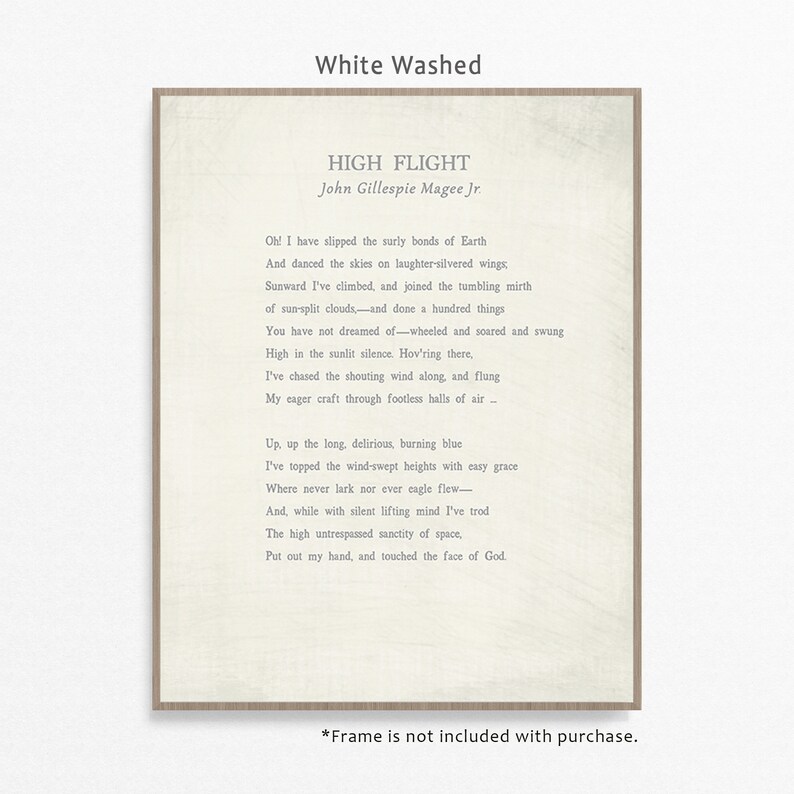 High Flight Poem by Fighter Pilot John Gillespie Magee Jr. - Etsy