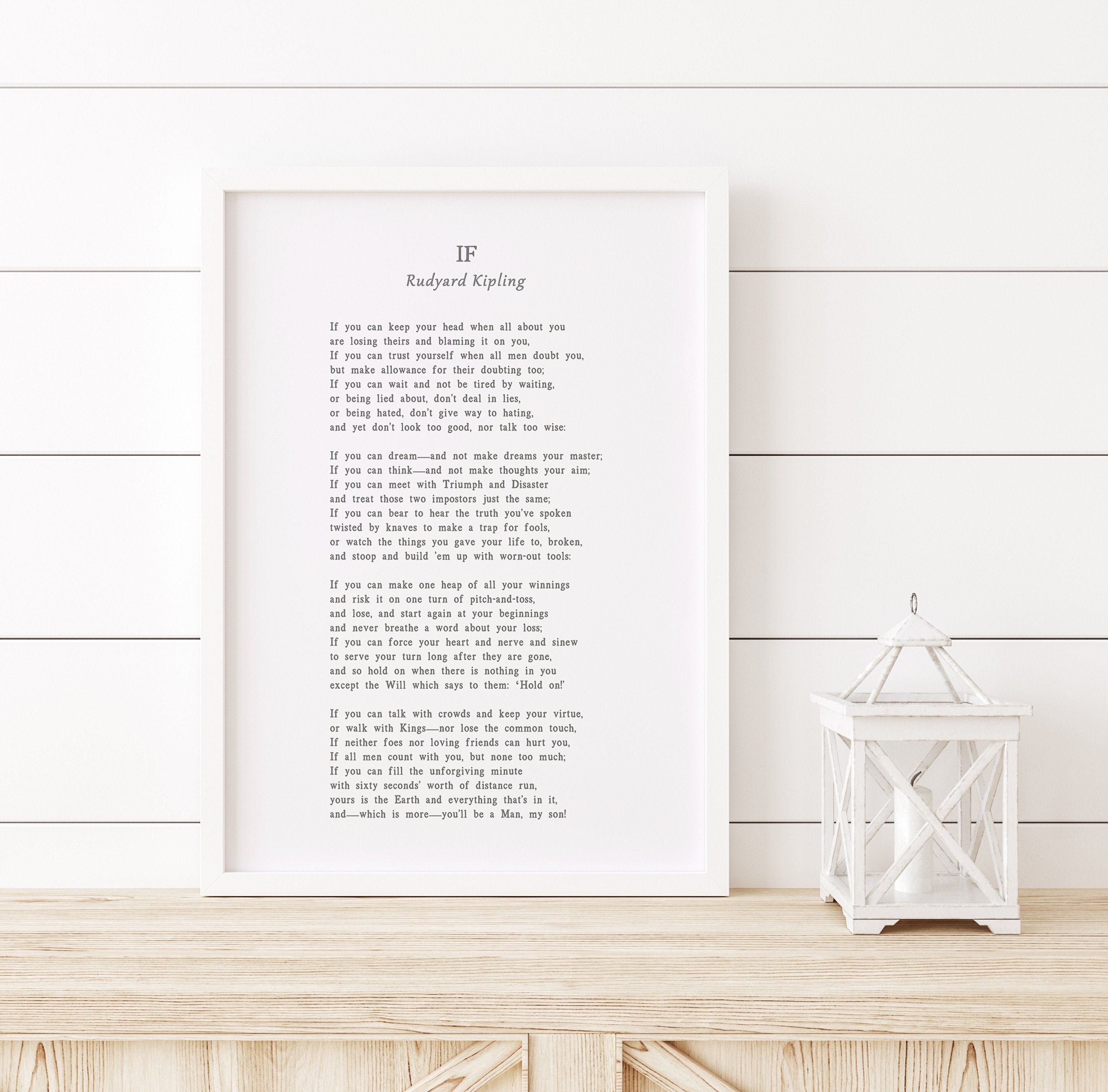 If Poem by Rudyard Kipling Ready-To-Frame Art Print | Etsy