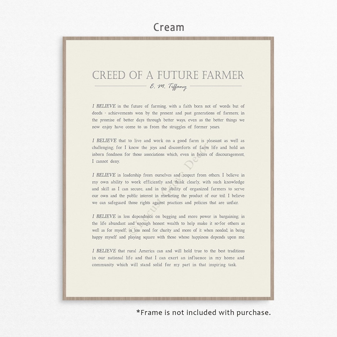 The FFA Creed by EM Tiffany With Multiple Color and Framing Options ...