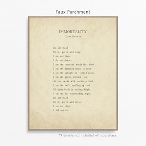 Immortality Poem by Clare Harner Condolence or Sympathy Gift in ...