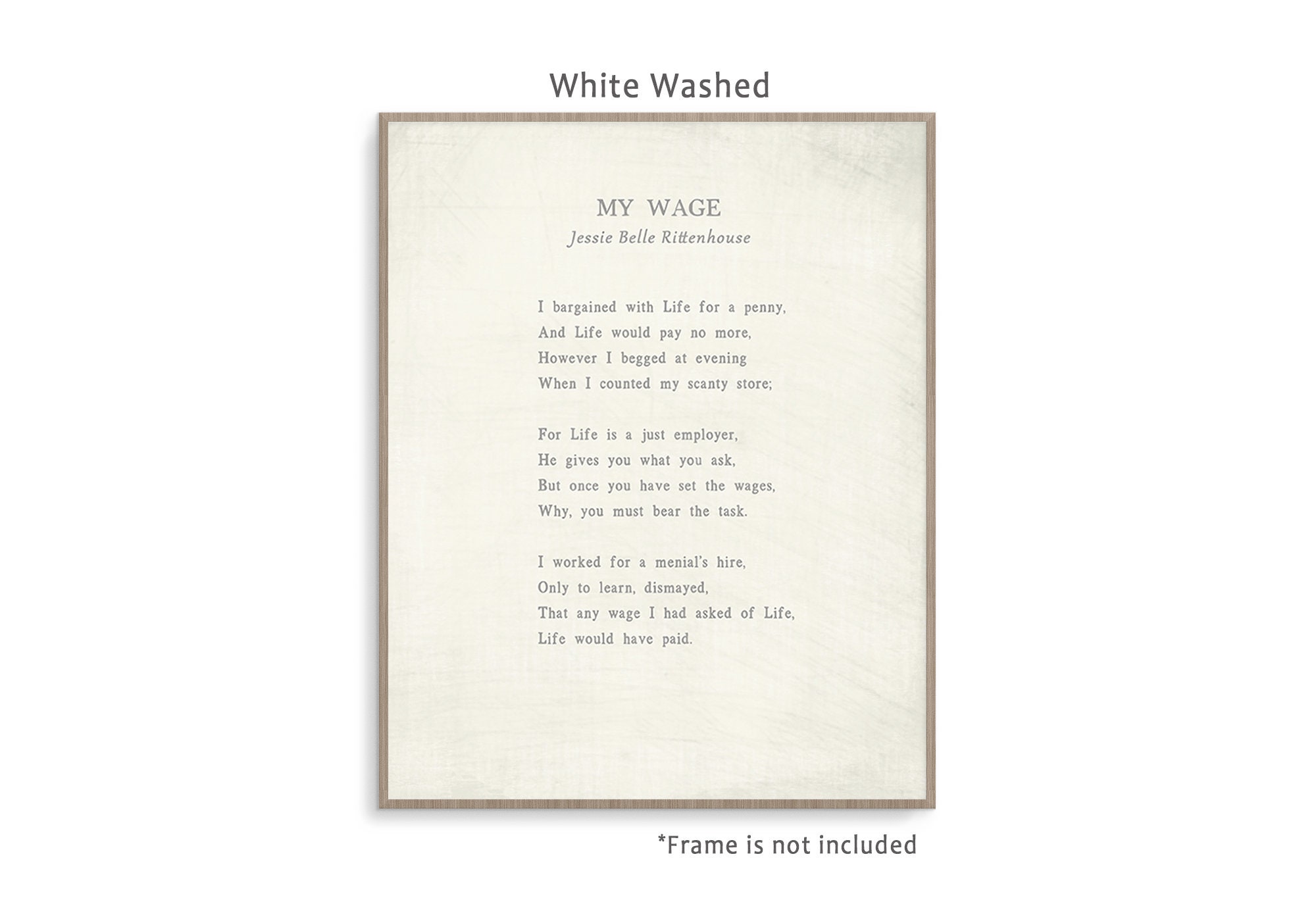 My Wage Poem by Jessie Belle Rittenhouse Ready-to-frame Art Print ...