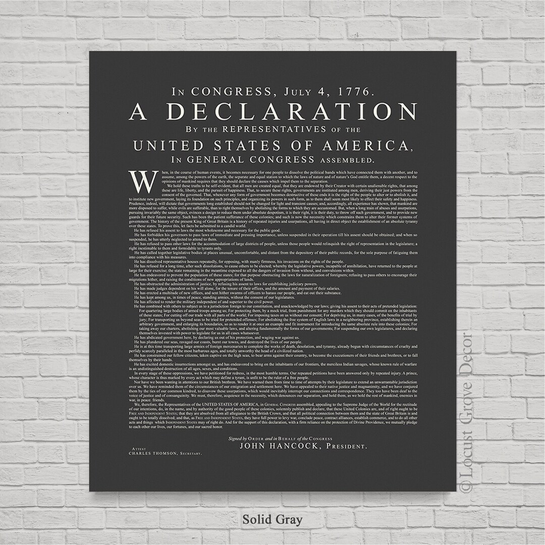 The Declaration of Independence Metal Print, John Hancock Historical ...