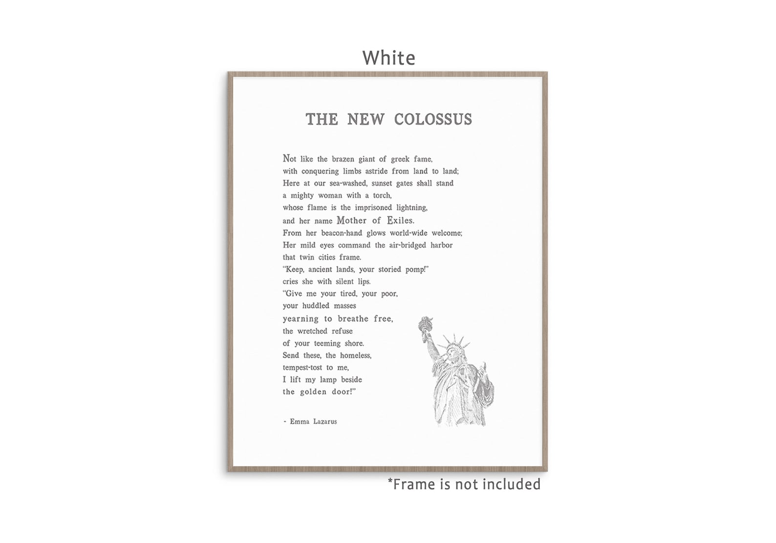 Statue of Liberty Poem by Emma Lazarus Entitled the New Colossus ...