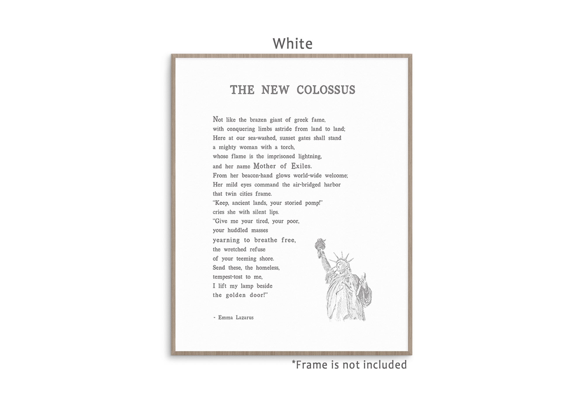 The New Colossus Poem by Emma Lazarus Art Print Poster Statue - Etsy