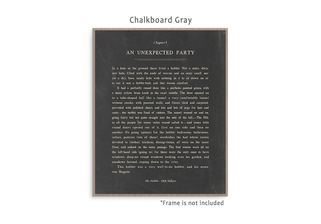 The Hobbit Chapter 1 an Unexpected Party Art Print Poster, JRR Tolkien ...