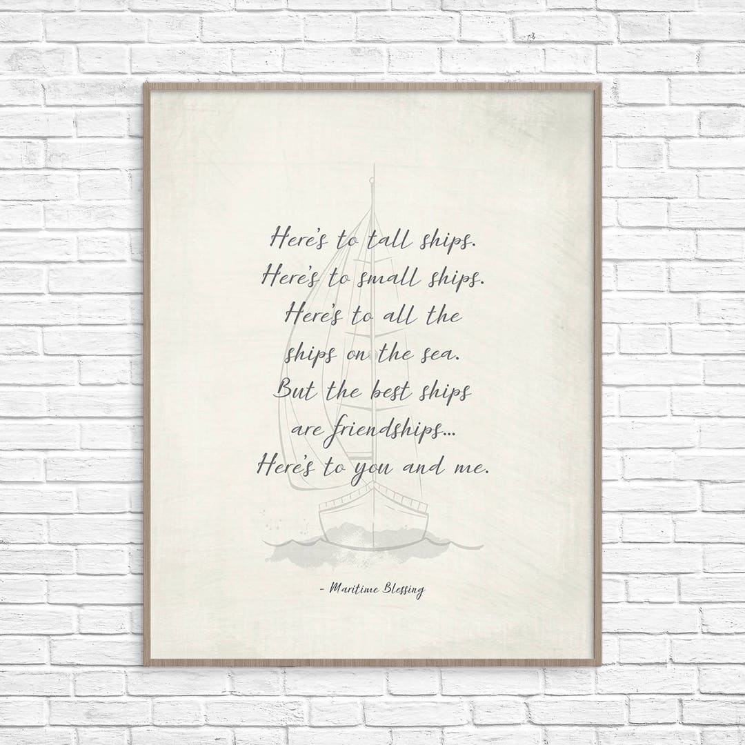 Friendship Poem Nautical Decor, Maritime Blessing Art Print Poster With ...