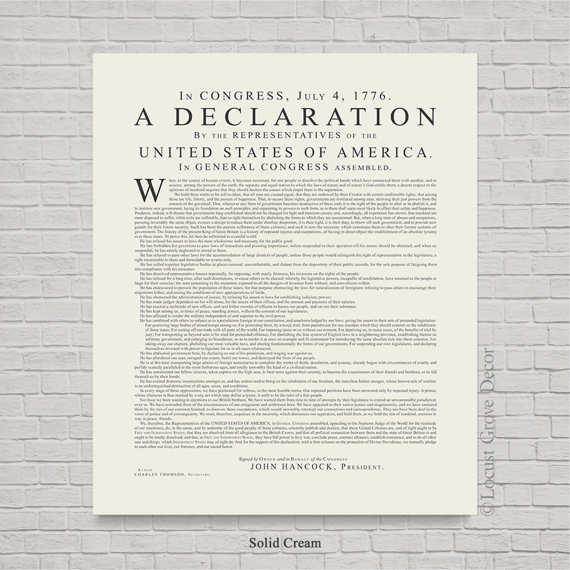 The Declaration of Independence Metal Print, John Hancock Historical ...