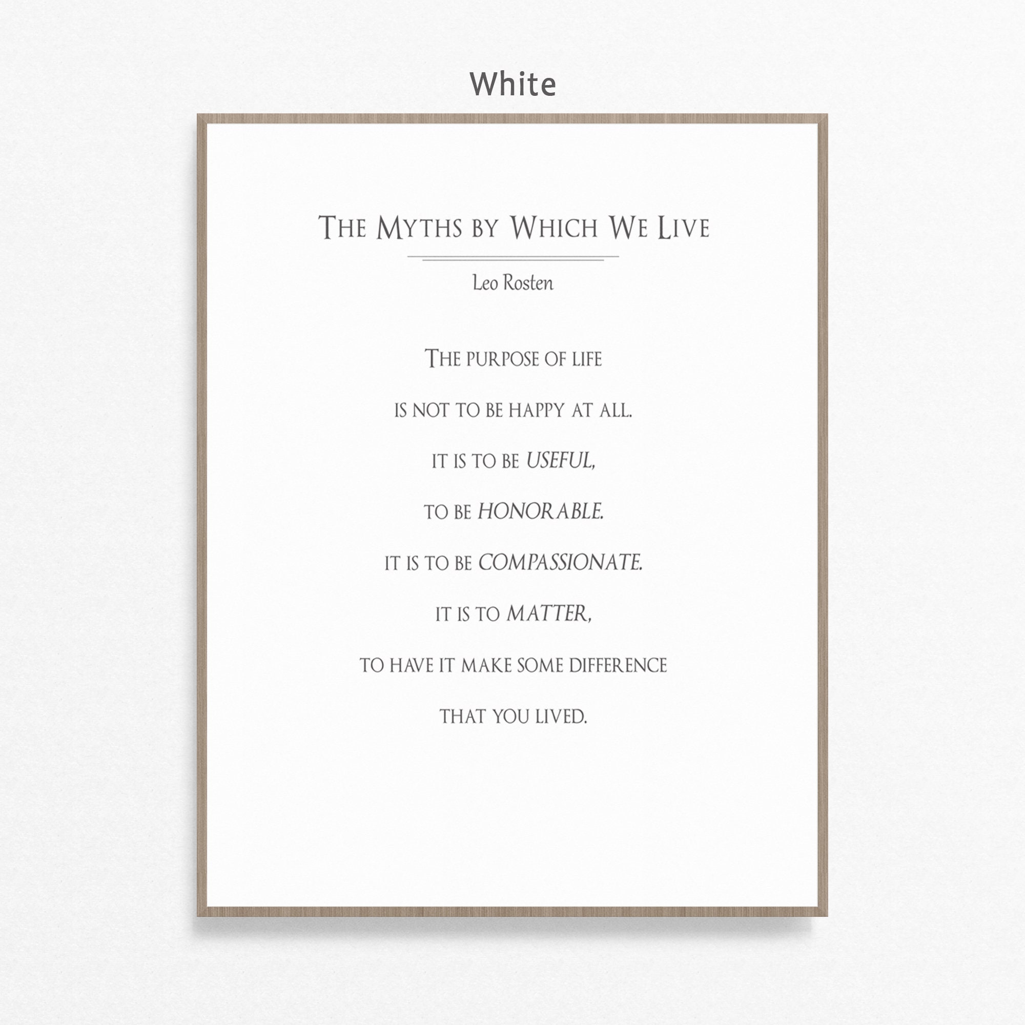 The Myths by Which We Live by Leo Rosten Ready-to-frame Art - Etsy