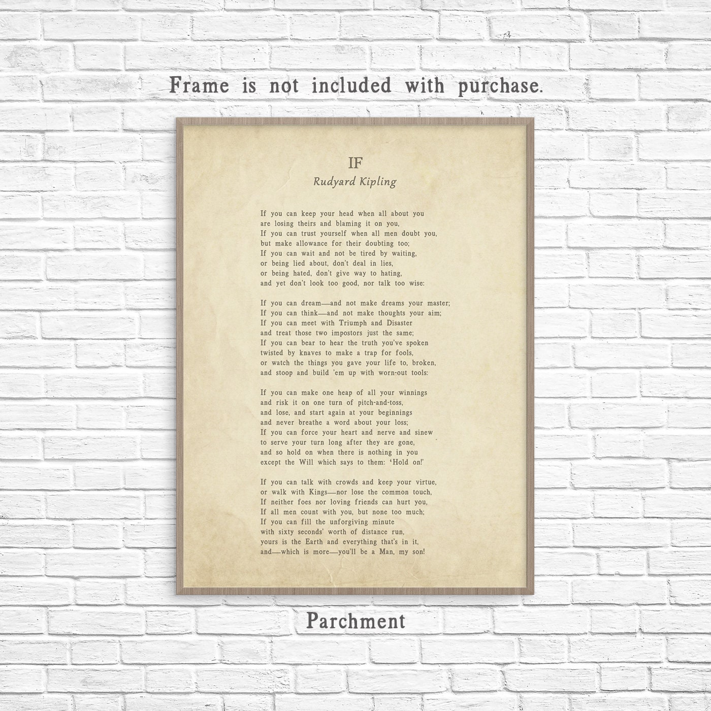 If Poem by Rudyard Kipling Ready-To-Frame Art Print | Etsy