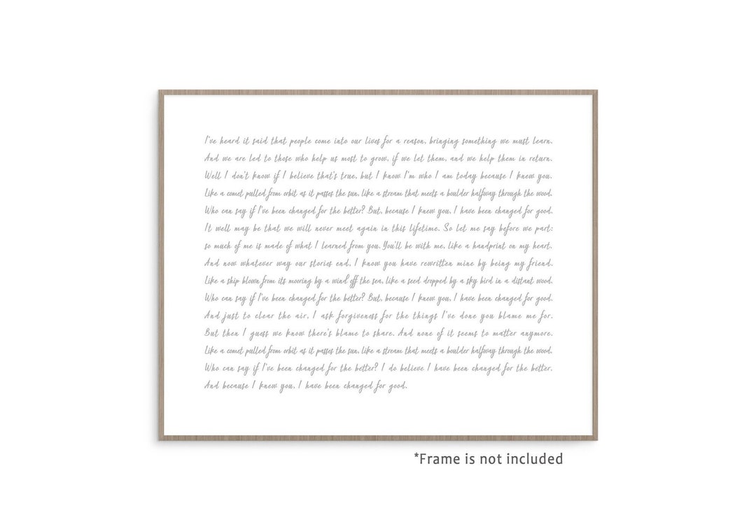 For Good Song Lyrics, Wicked the Musical Song Lyrics Art Print Poster ...