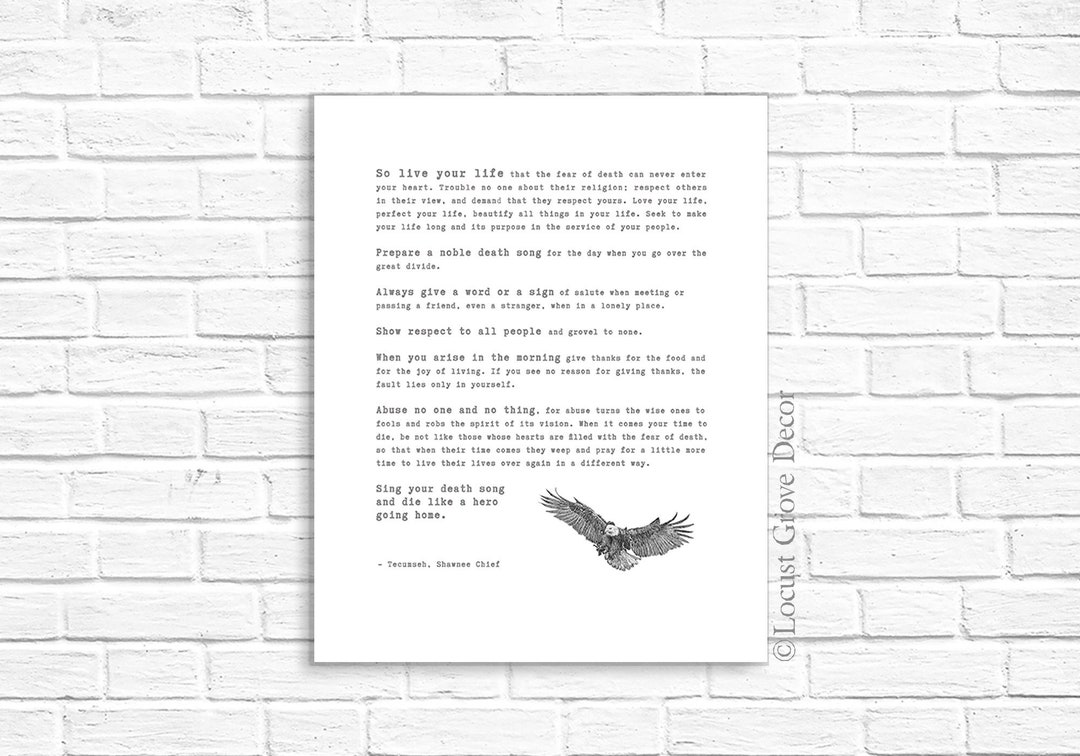 Tecumseh Poem Metal Print Native American Shawnee Chief - Etsy