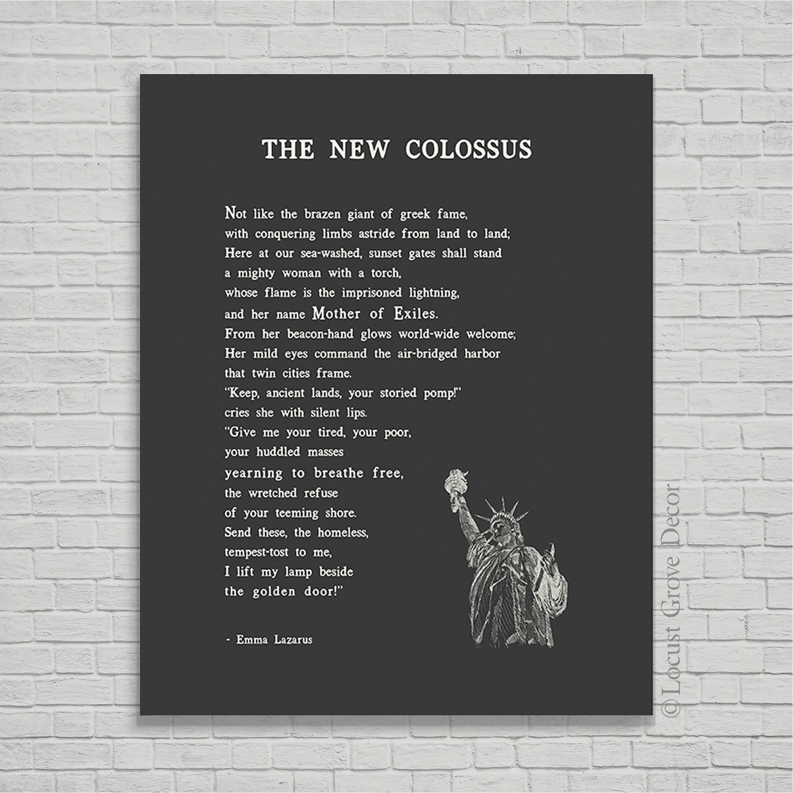 The New Colossus Poem by Emma Lazarus Metal Print, Statue of Liberty ...