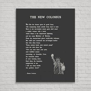 The New Colossus Poem by Emma Lazarus Metal Print, Statue of Liberty ...