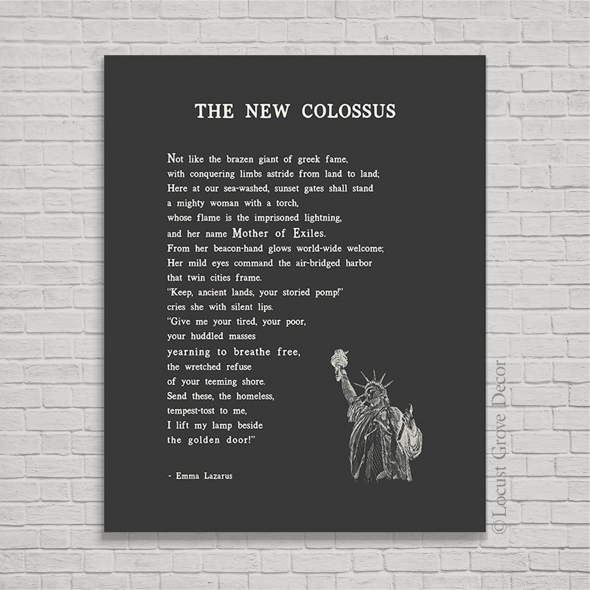 The New Colossus Poem by Emma Lazarus Metal Print Statue of - Etsy