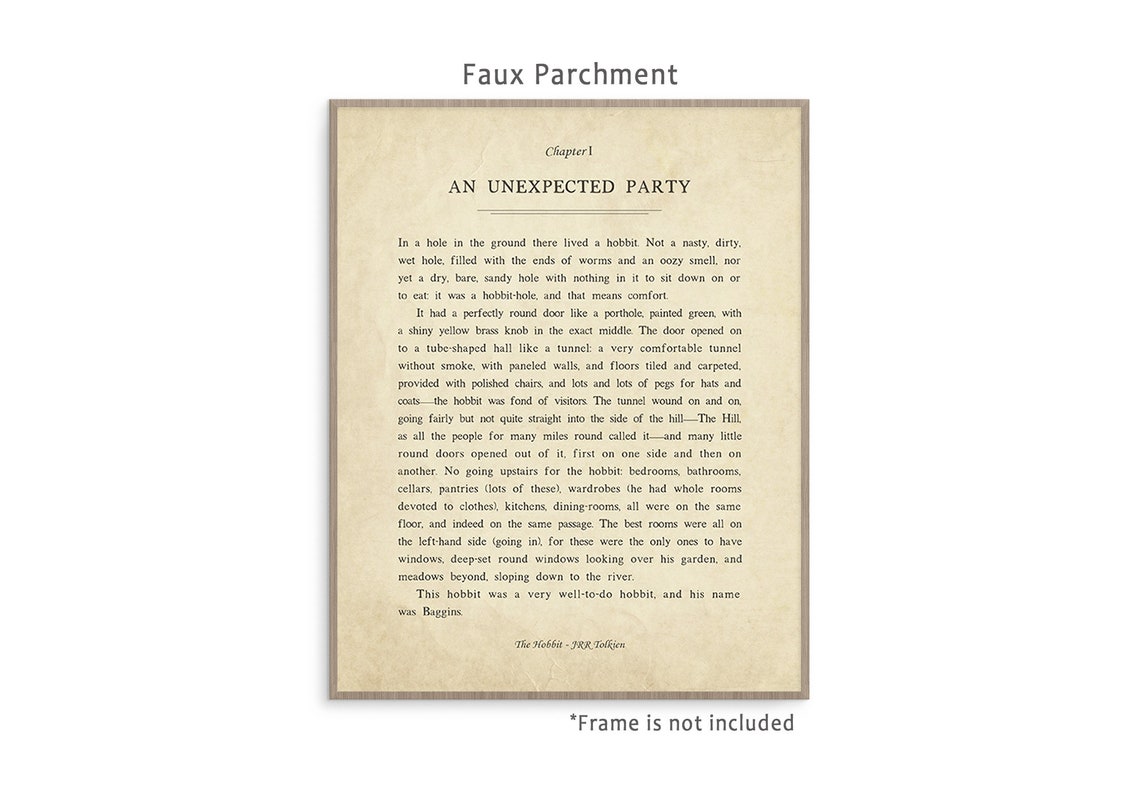 The Hobbit Chapter 1 an Unexpected Party Art Print Poster JRR - Etsy