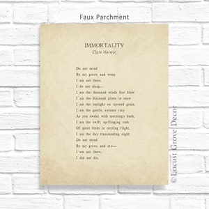 Immortality Poem by Clare Harner Metal Print, Do Not Stand by My Grave ...