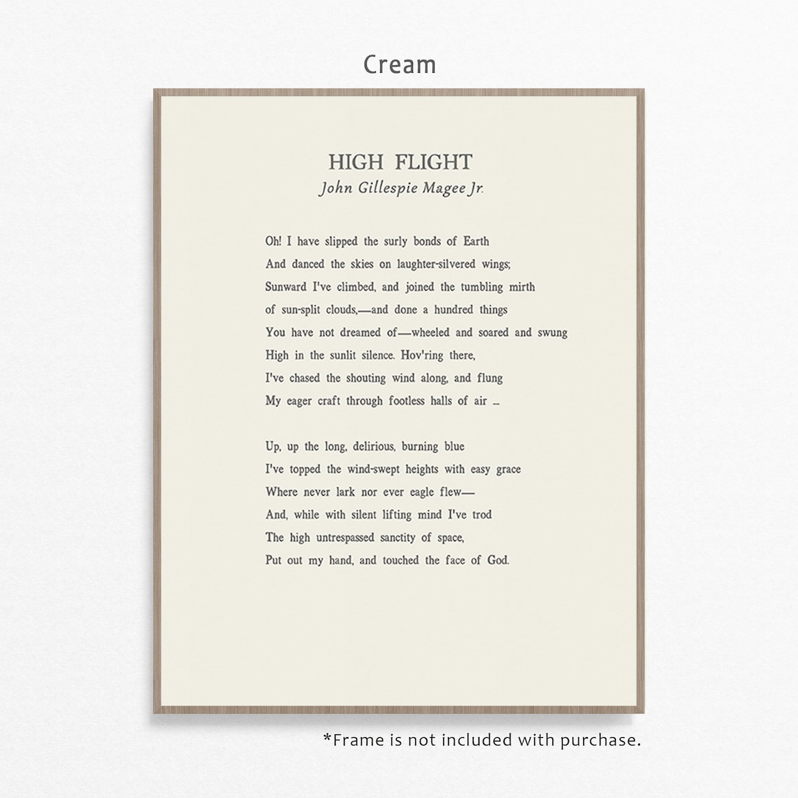 High Flight Poem by Fighter Pilot John Gillespie Magee Jr. - Etsy