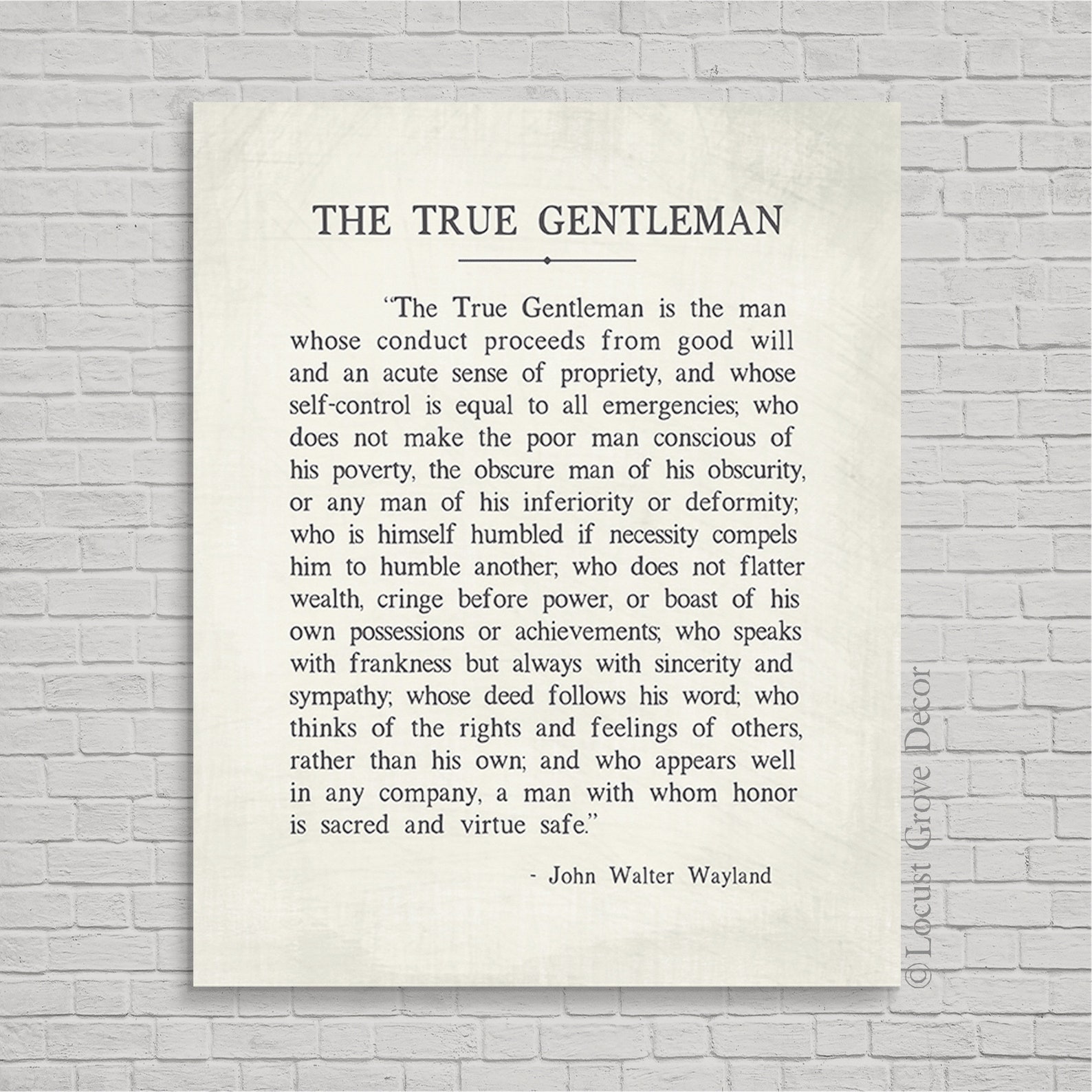 The True Gentleman Quote by John Walter Wayland Metal Print, Sigma ...