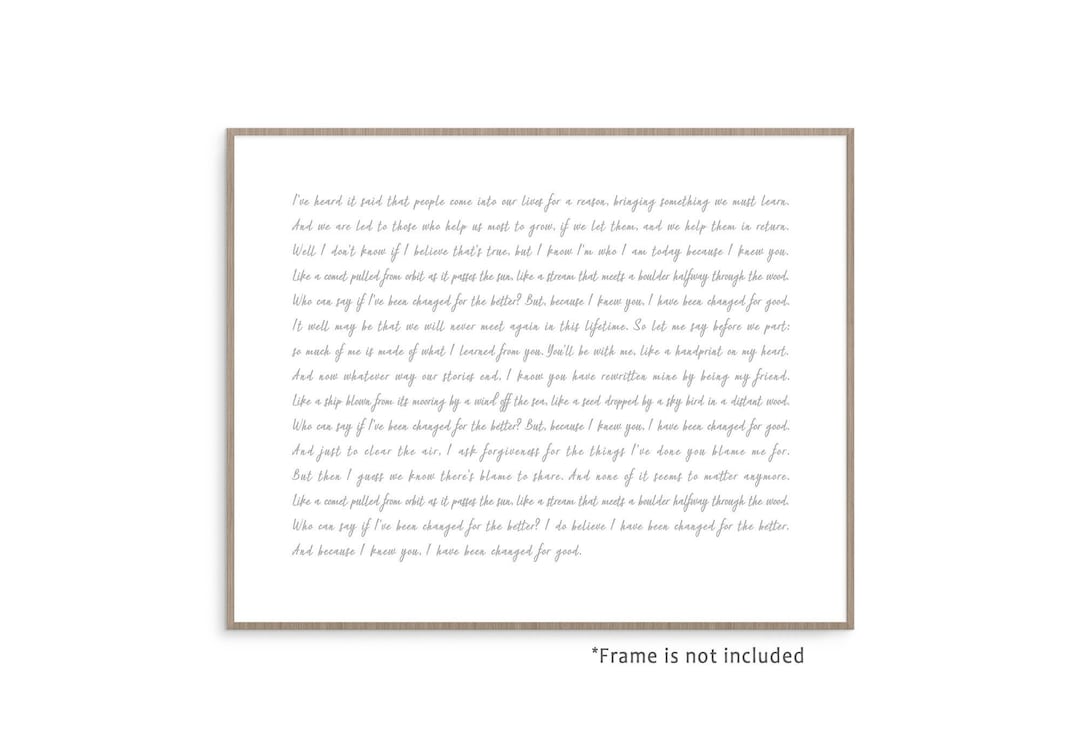 For Good Song Lyrics, Wicked the Musical Song Lyrics Art Print Poster ...