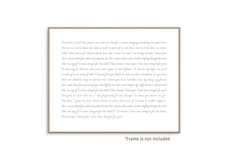 For Good Song Lyrics Wicked the Musical Song Lyrics Wicked - Etsy