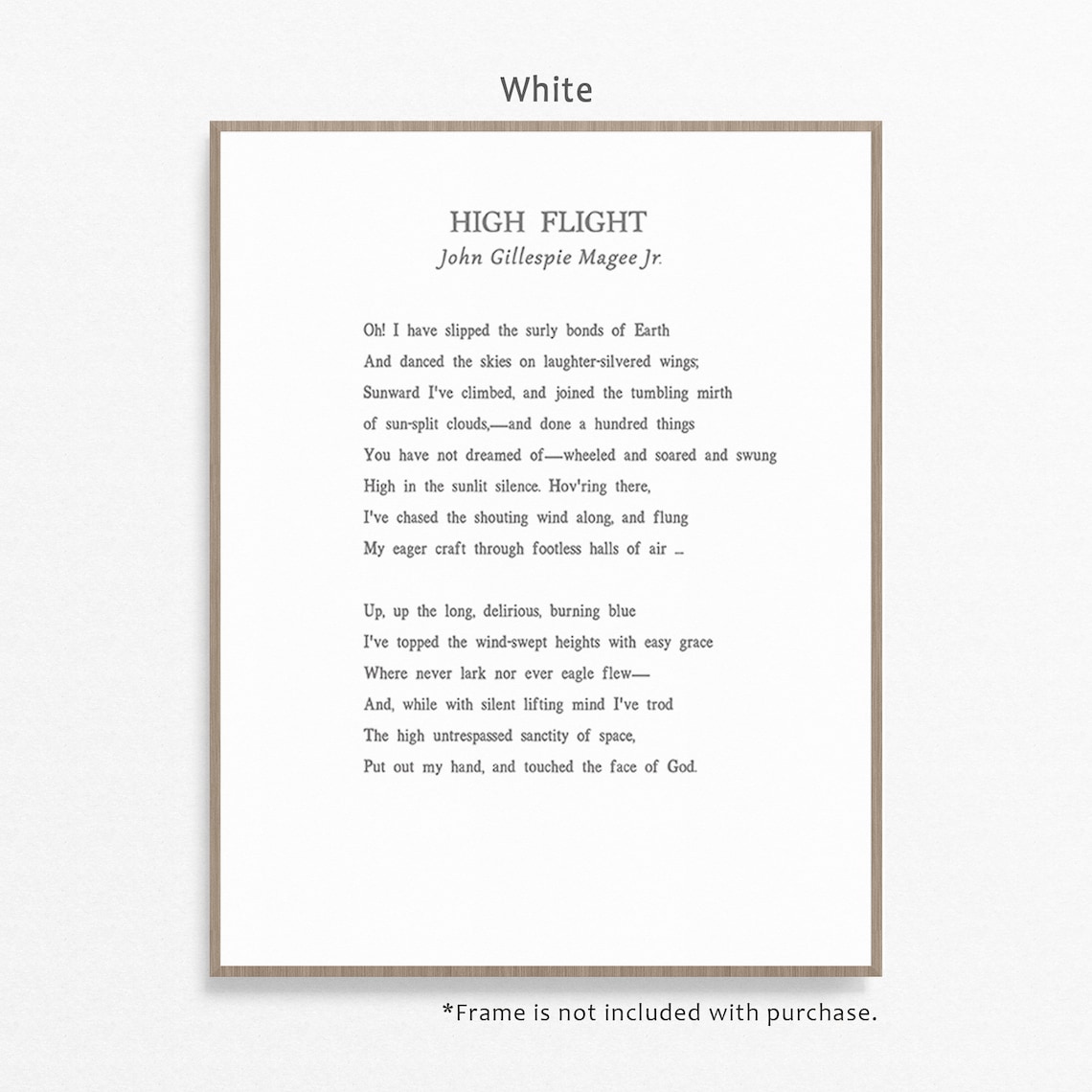 High Flight Poem by Fighter Pilot John Gillespie Magee Jr. - Etsy