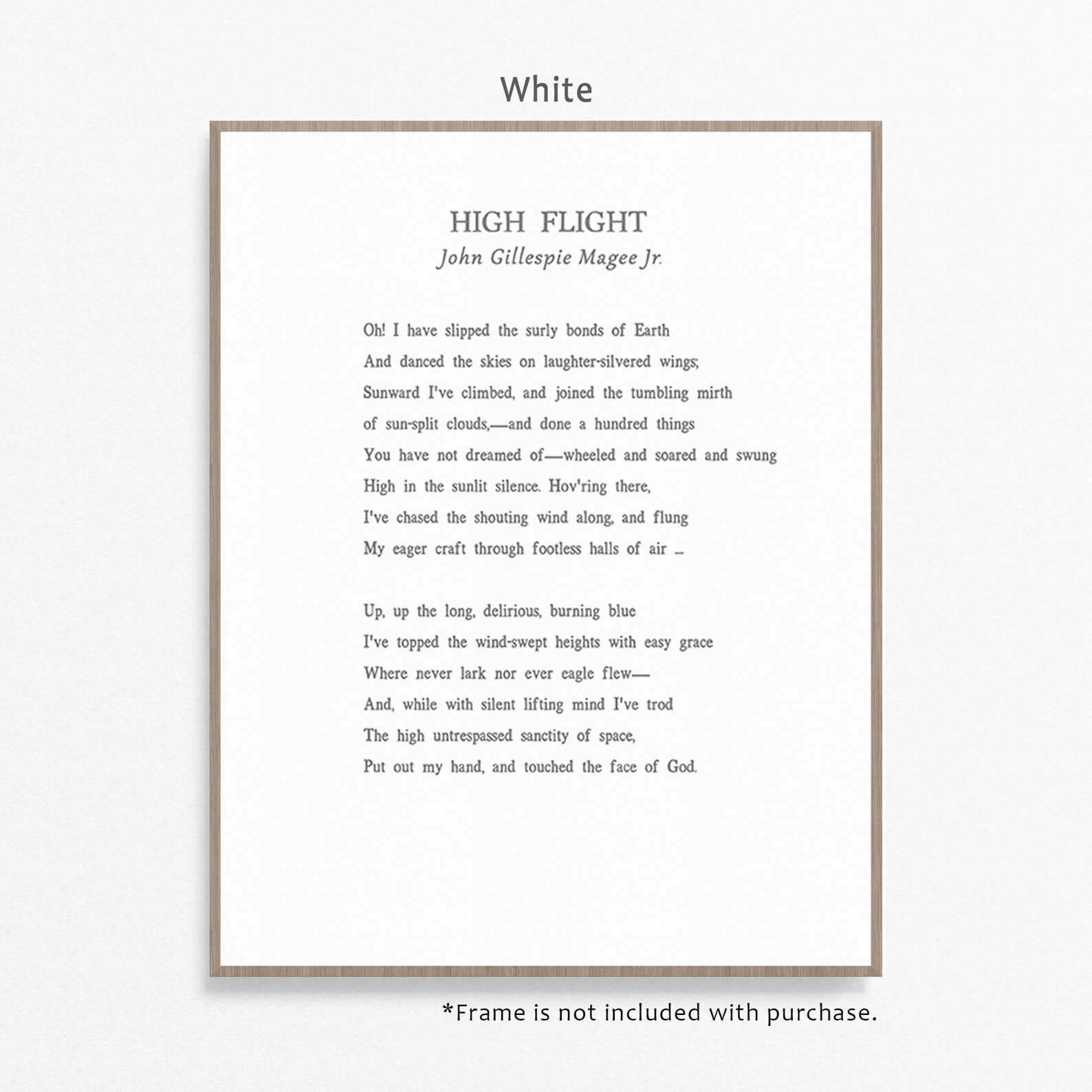 High Flight Poem by Fighter Pilot John Gillespie Magee Jr. - Etsy