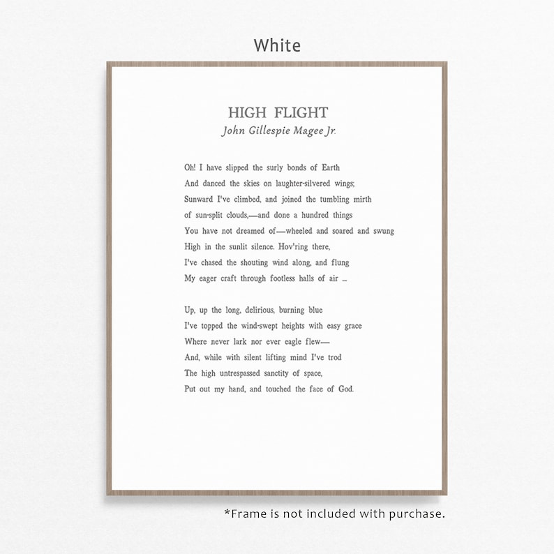 High Flight Poem by Fighter Pilot John Gillespie Magee Jr. - Etsy