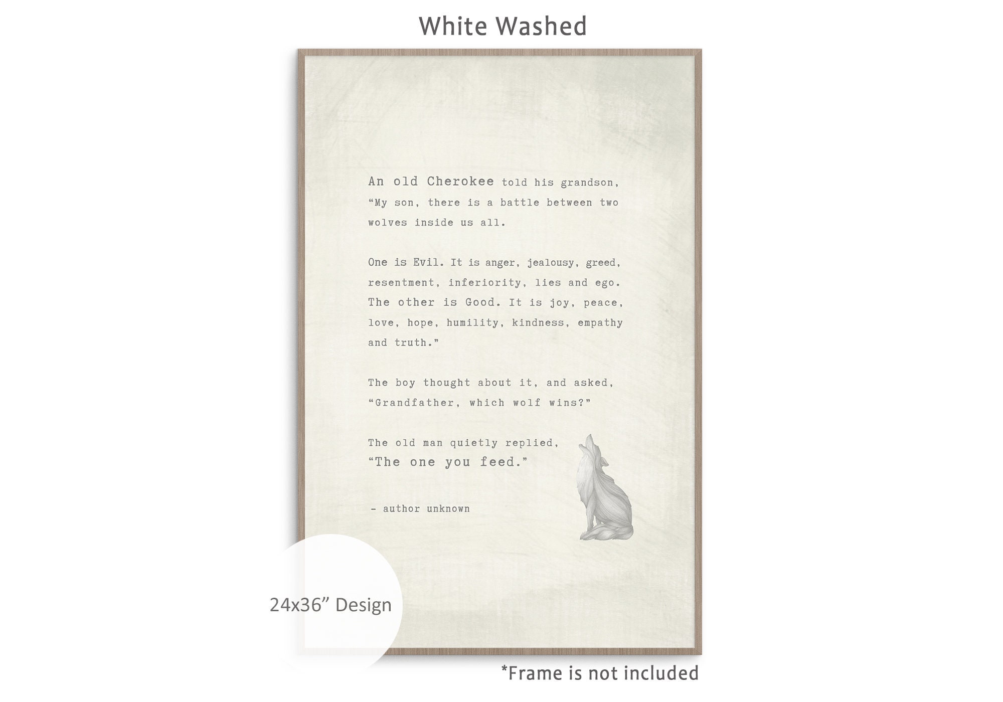 The One You Feed Cherokee Legend Tale of Two Wolves Battle - Etsy