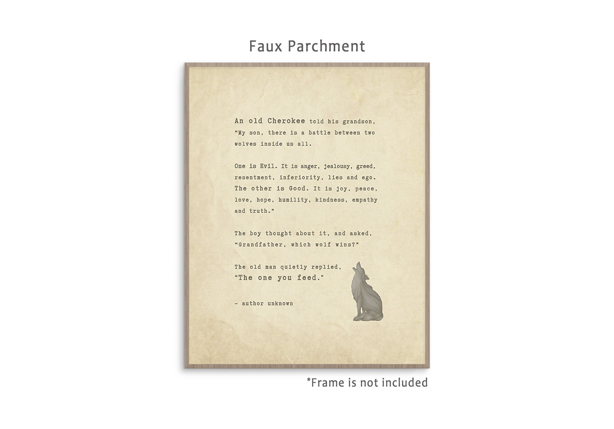 The One You Feed Cherokee Legend Tale of Two Wolves Battle - Etsy