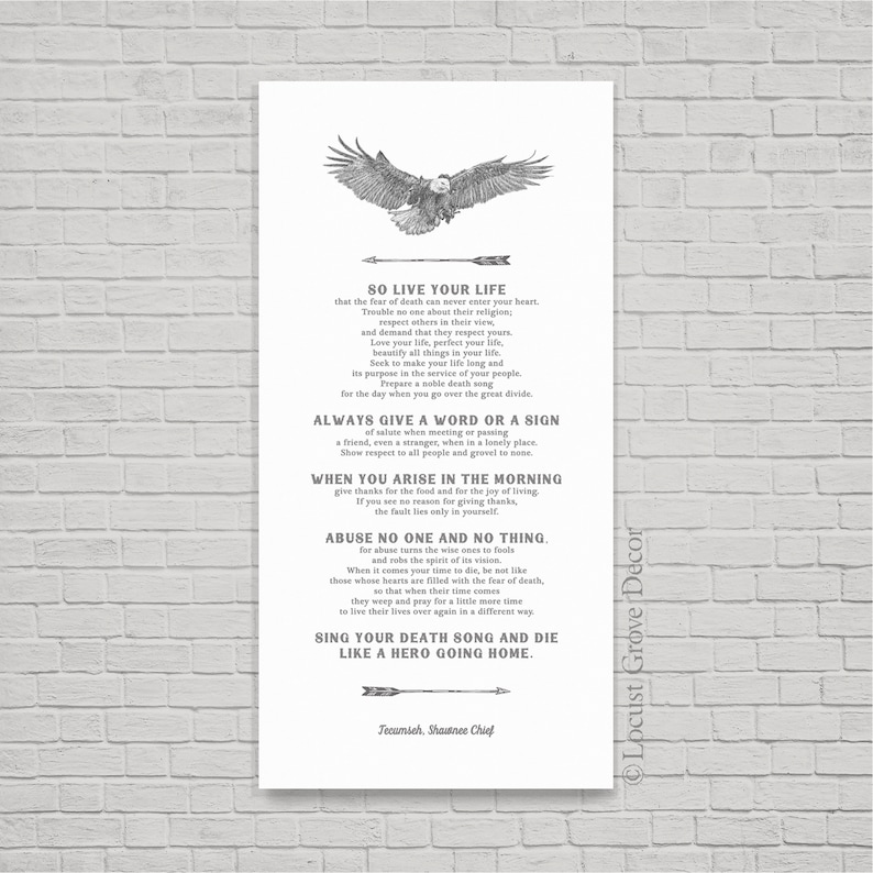 Tecumseh Poem Metal Print, Native American Shawnee Chief Tecumseh Quote ...