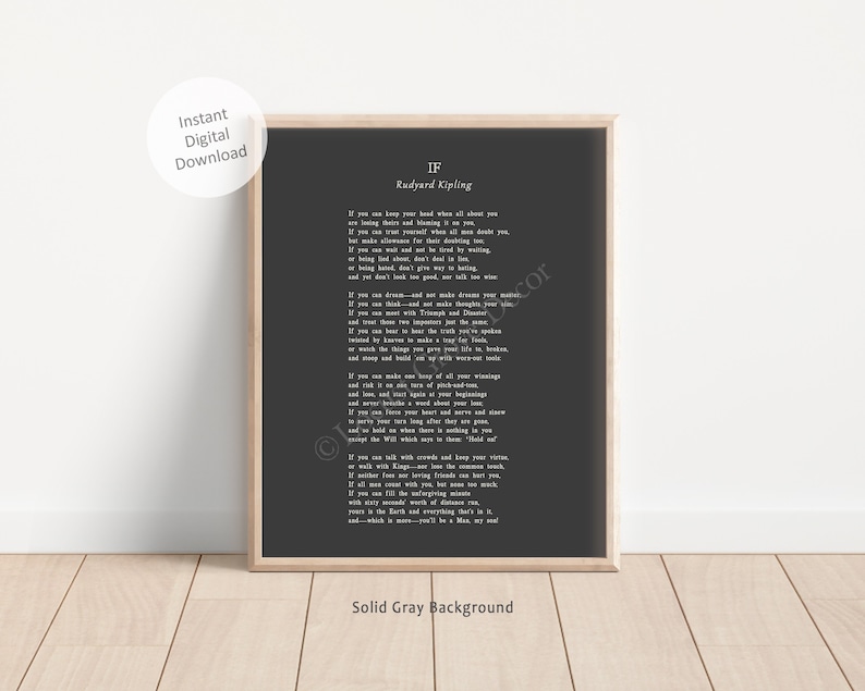 If Printable Wall Art If Poem by Rudyard Kipling Instant - Etsy