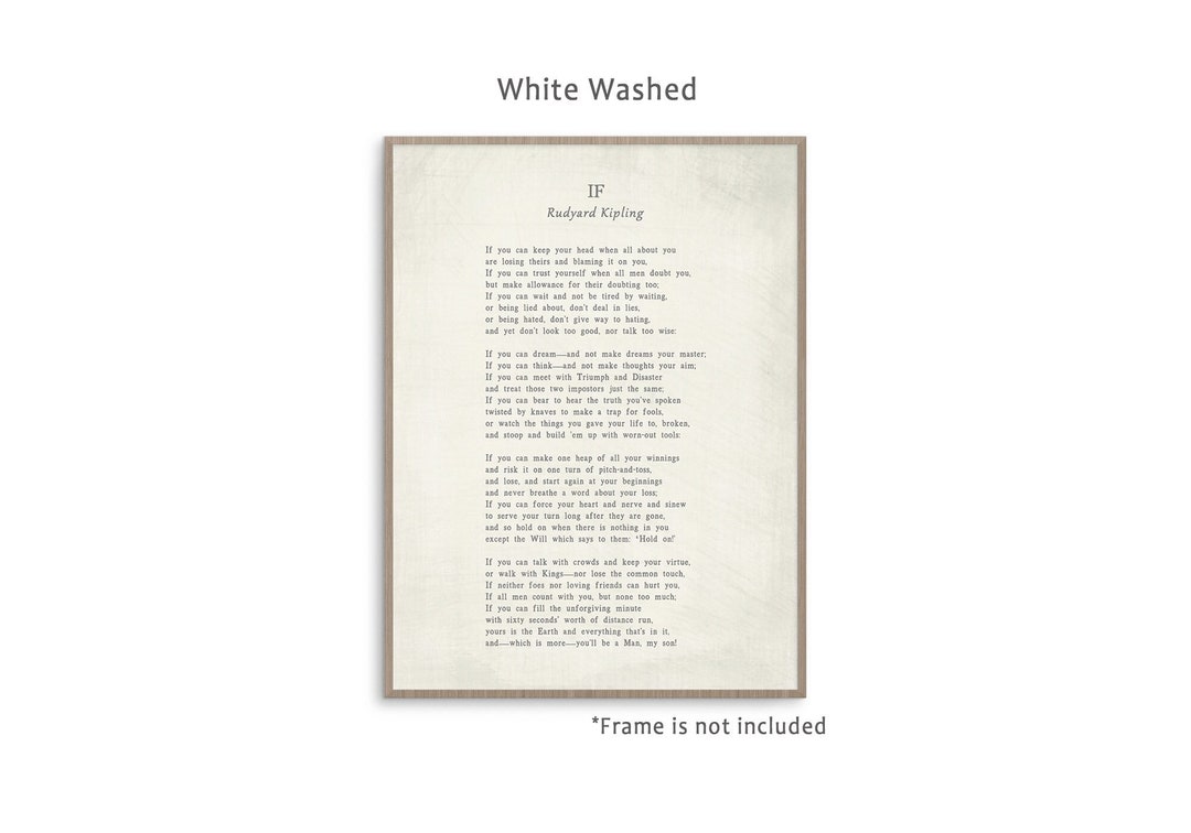 If Poem by Rudyard Kipling Ready-to-frame Art Print Poster on White ...