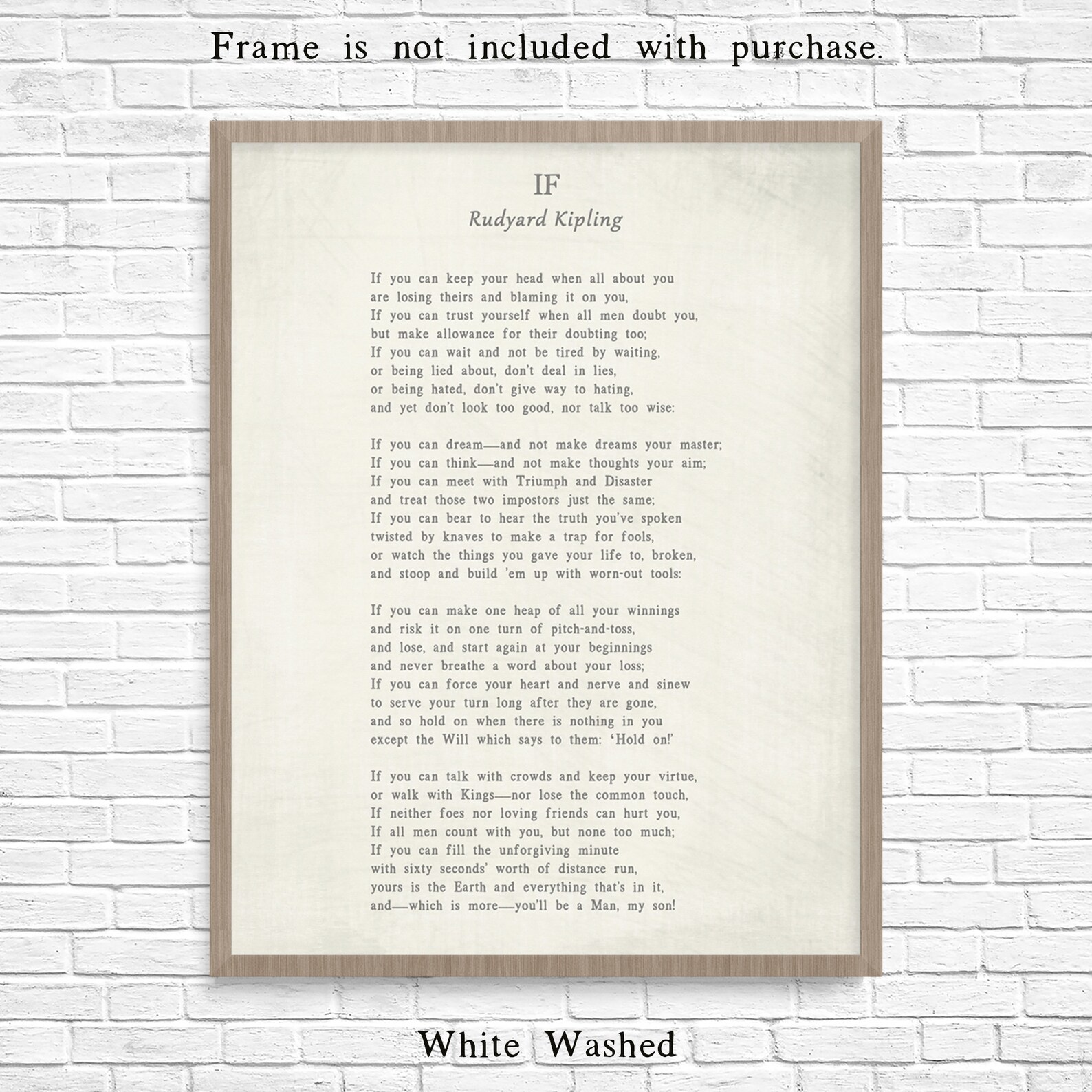 If Poem by Rudyard Kipling Ready-To-Frame Art Print | Etsy