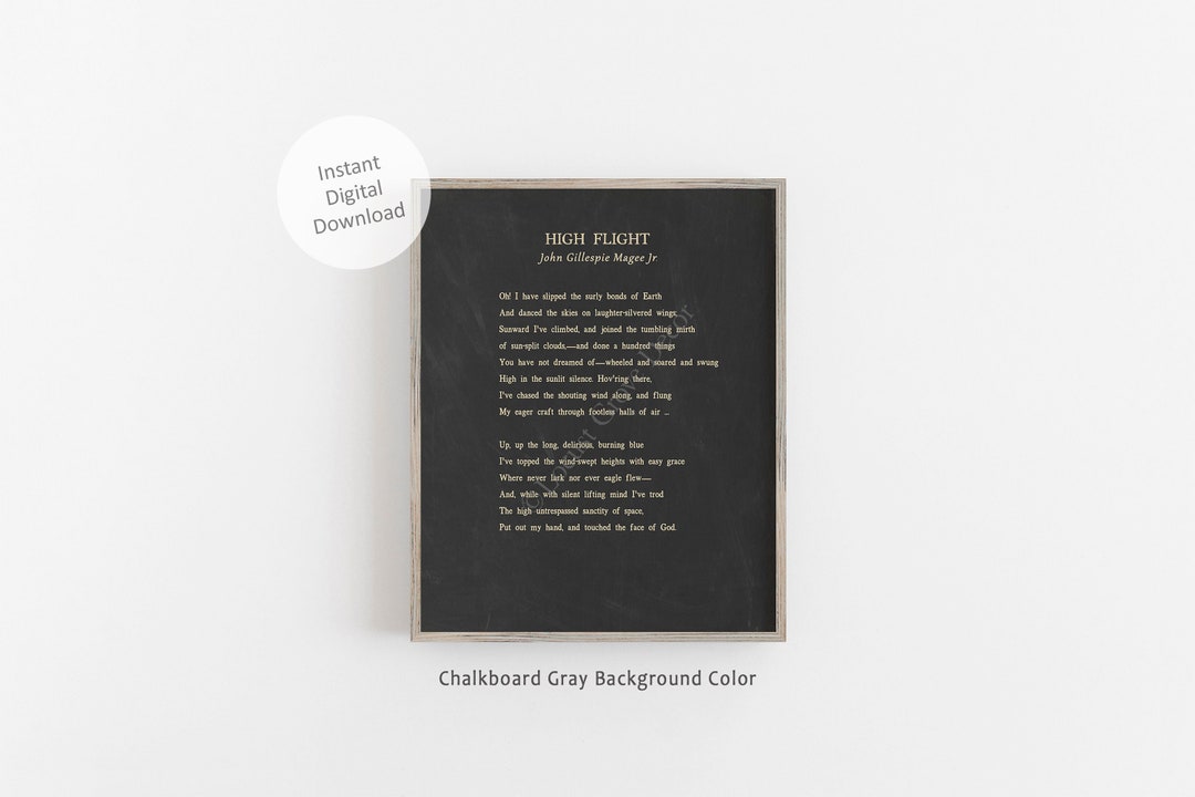High Flight Poem by Fighter Pilot John Gillespie Magee Jr., Instant ...
