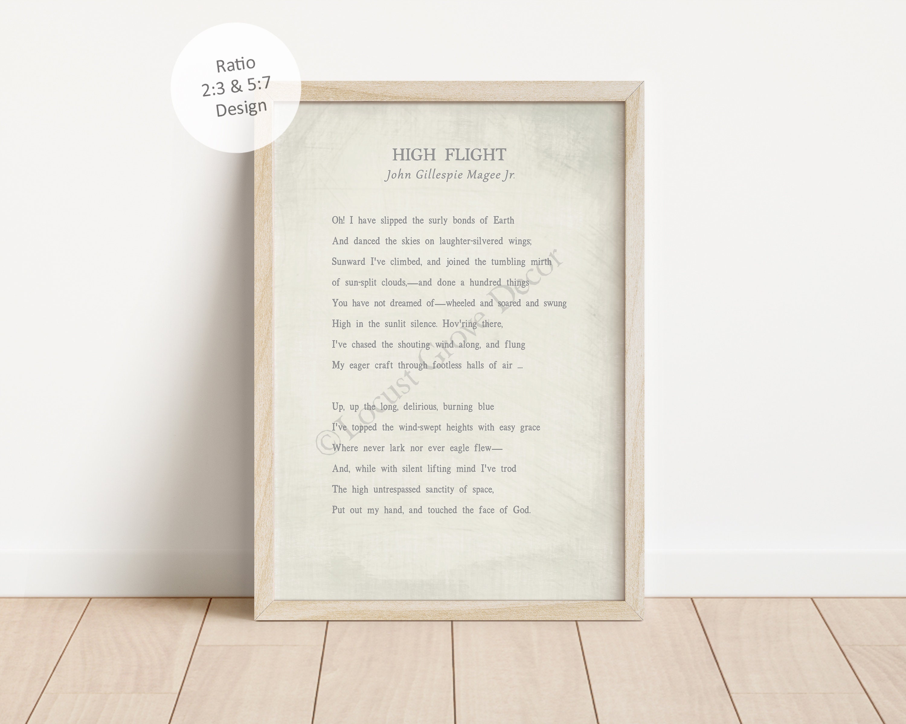 High Flight Poem by Fighter Pilot John Gillespie Magee Jr., Instant ...
