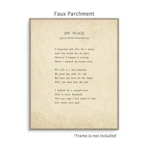 My Wage Poem by Jessie Belle Rittenhouse Ready-to-frame Art Print ...