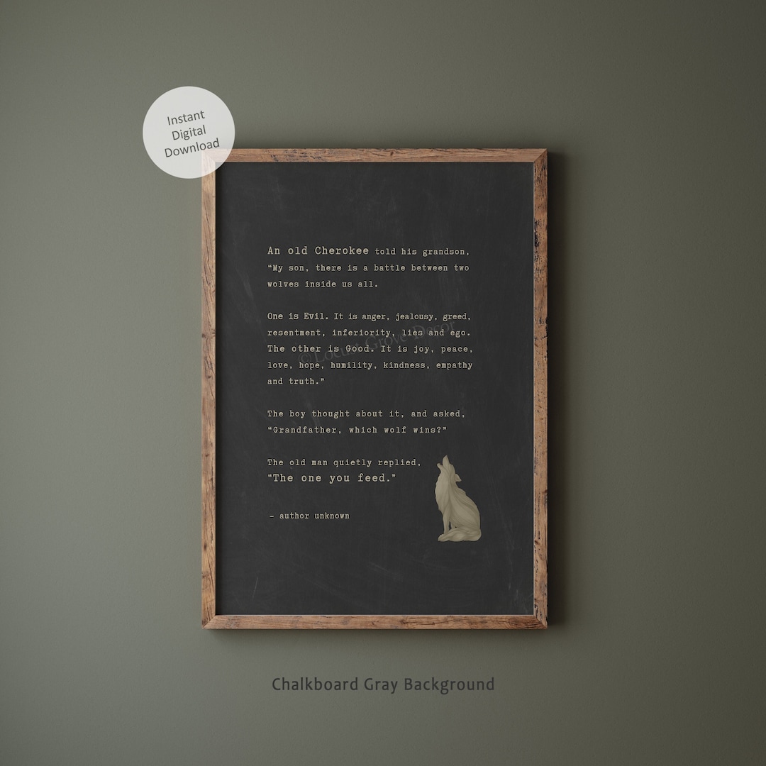 Tale of Two Wolves Printable Wall Decor, Native American Cherokee ...