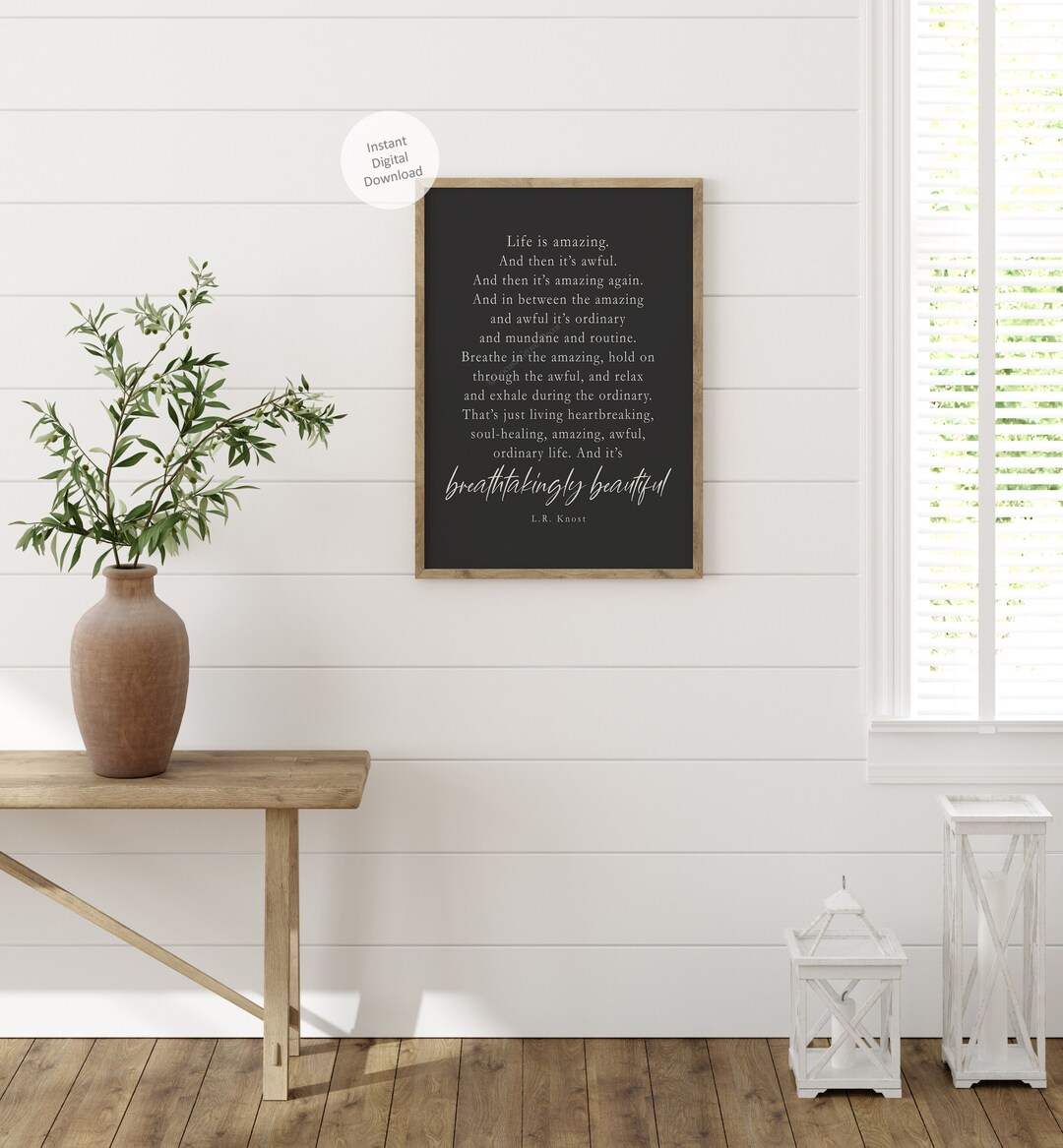 Life is Amazing Poem by L.R. Knost Printable Wall Art on Solid Gray ...