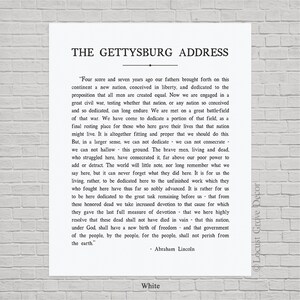 The Gettysburg Address Metal Print Abraham Lincoln Quote | Etsy