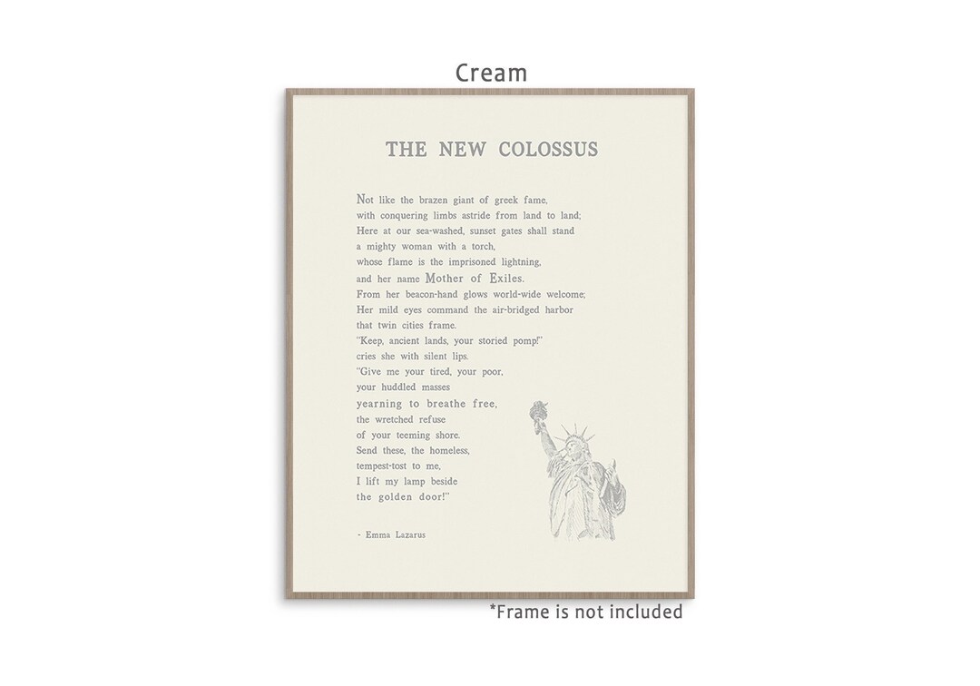 Statue of Liberty Poem by Emma Lazarus Entitled the New Colossus ...