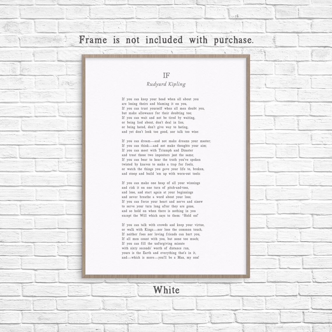If Poem by Rudyard Kipling Ready-To-Frame Art Print | Etsy