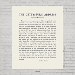 The Gettysburg Address Metal Print Abraham Lincoln Quote | Etsy