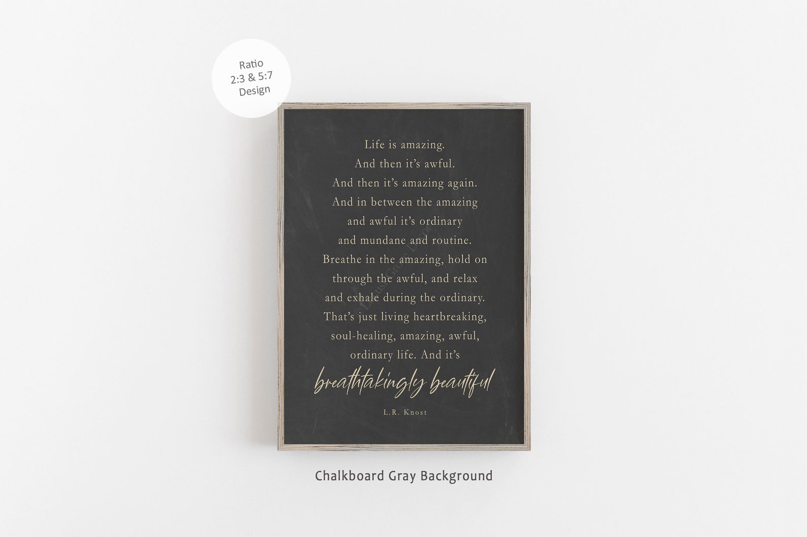 Life is Amazing Poem by L.R. Knost Printable Wall Art on Chalkboard ...