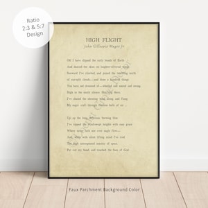 High Flight Poem by Fighter Pilot John Gillespie Magee Jr., Instant ...