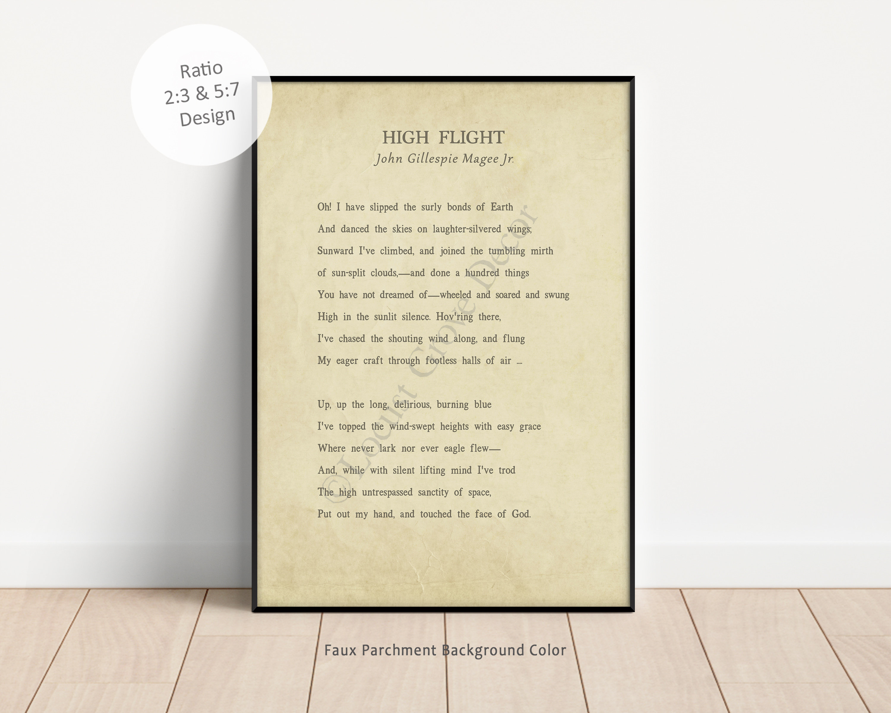 High Flight Poem by Fighter Pilot John Gillespie Magee Jr., Instant ...