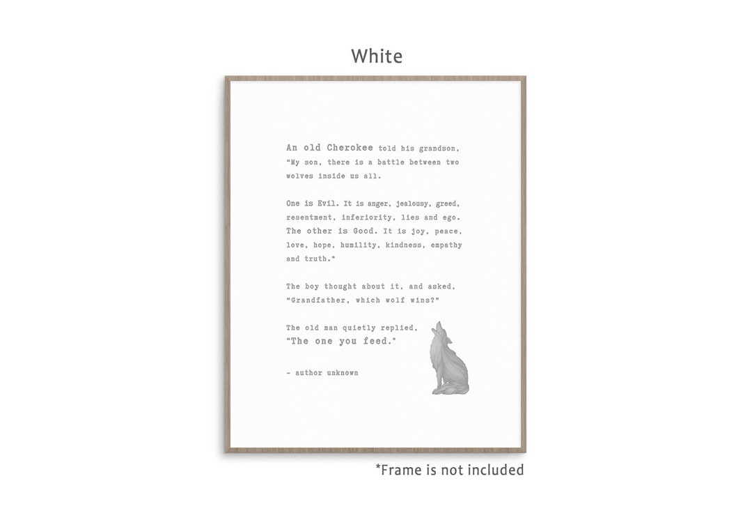 The One You Feed Cherokee Legend Tale of Two Wolves, Native American ...