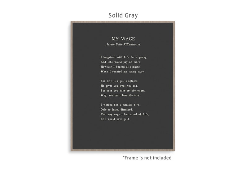 My Wage Poem by Jessie Belle Rittenhouse Ready-to-frame Art Print ...