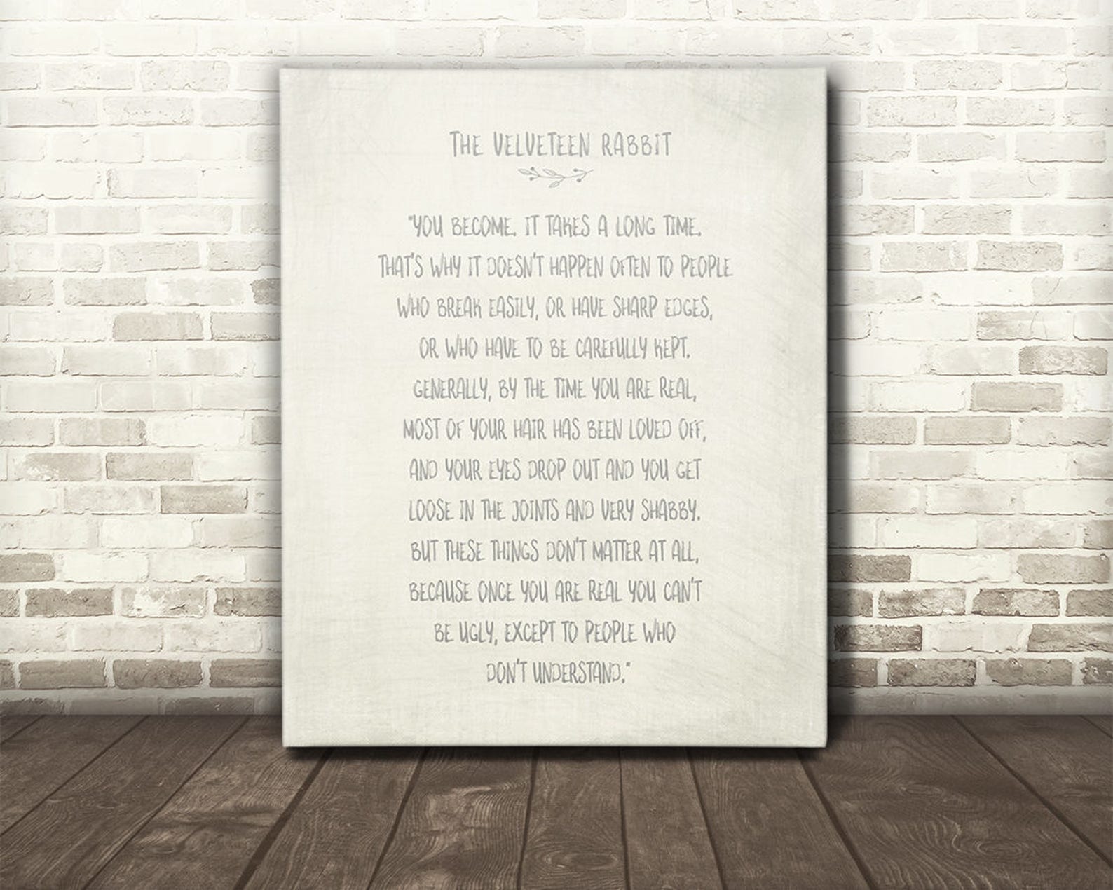 The Velveteen Rabbit, the Velveteen Rabbit Quote, Canvas Gallery Wrap ...