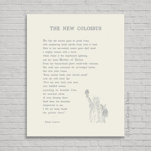 The New Colossus Poem by Emma Lazarus Metal Print, Statue of Liberty ...
