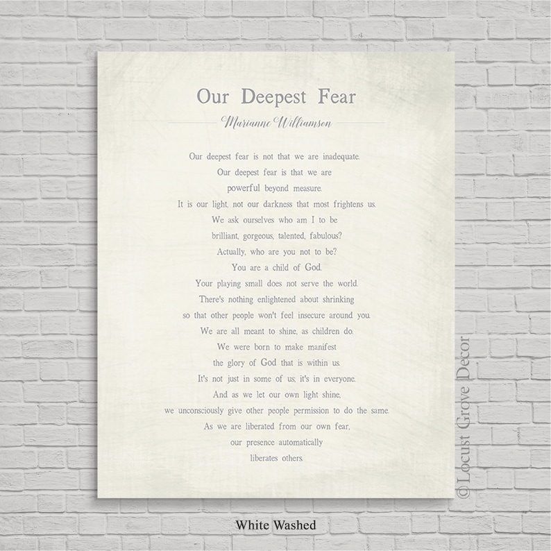 Our Deepest Fear Metal Print, Our Deepest Fear Poem by American Poet ...